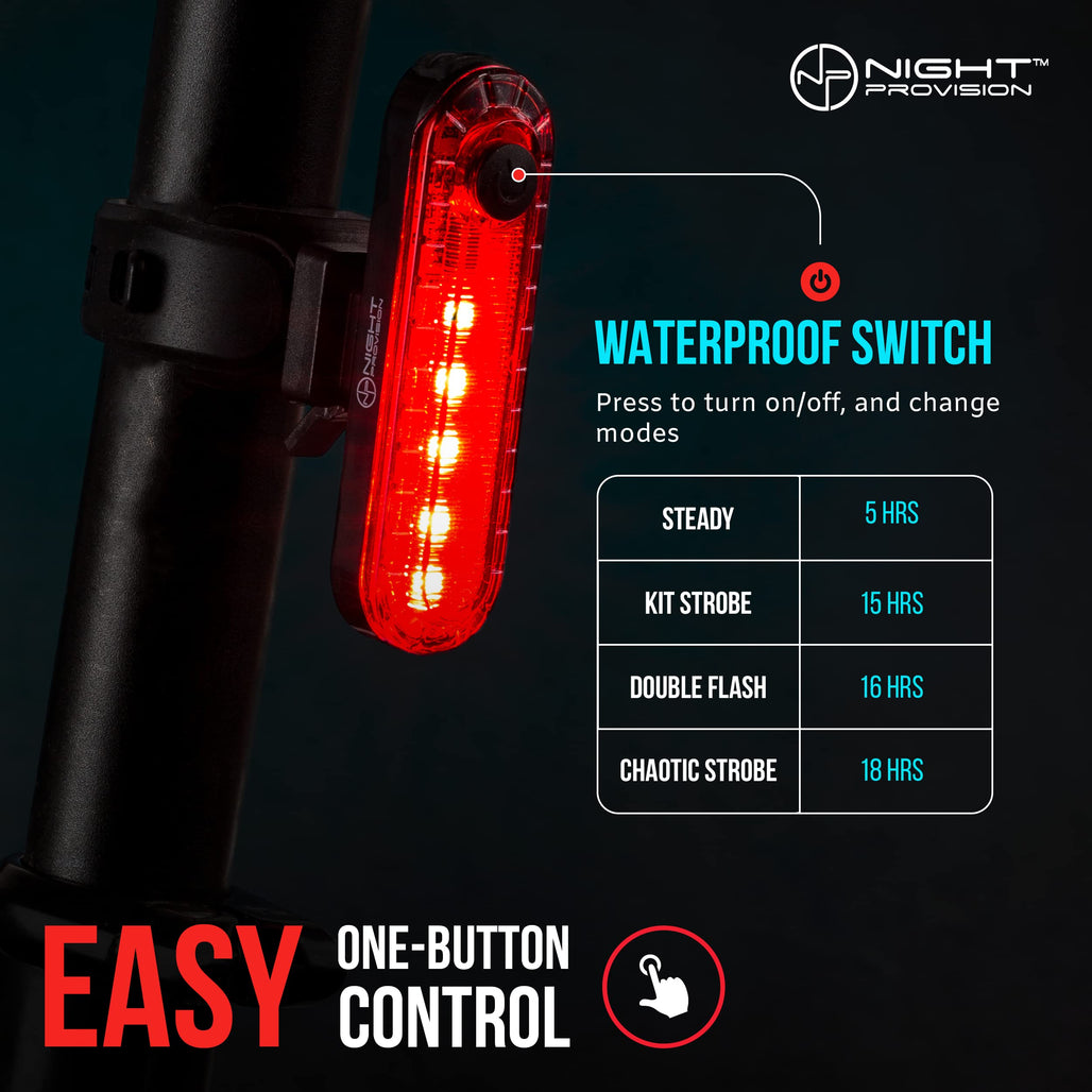 KIT-R1 LED Bike Tail Light 2 Pack USB Rechargeable 330mAh Longer Run-t ...