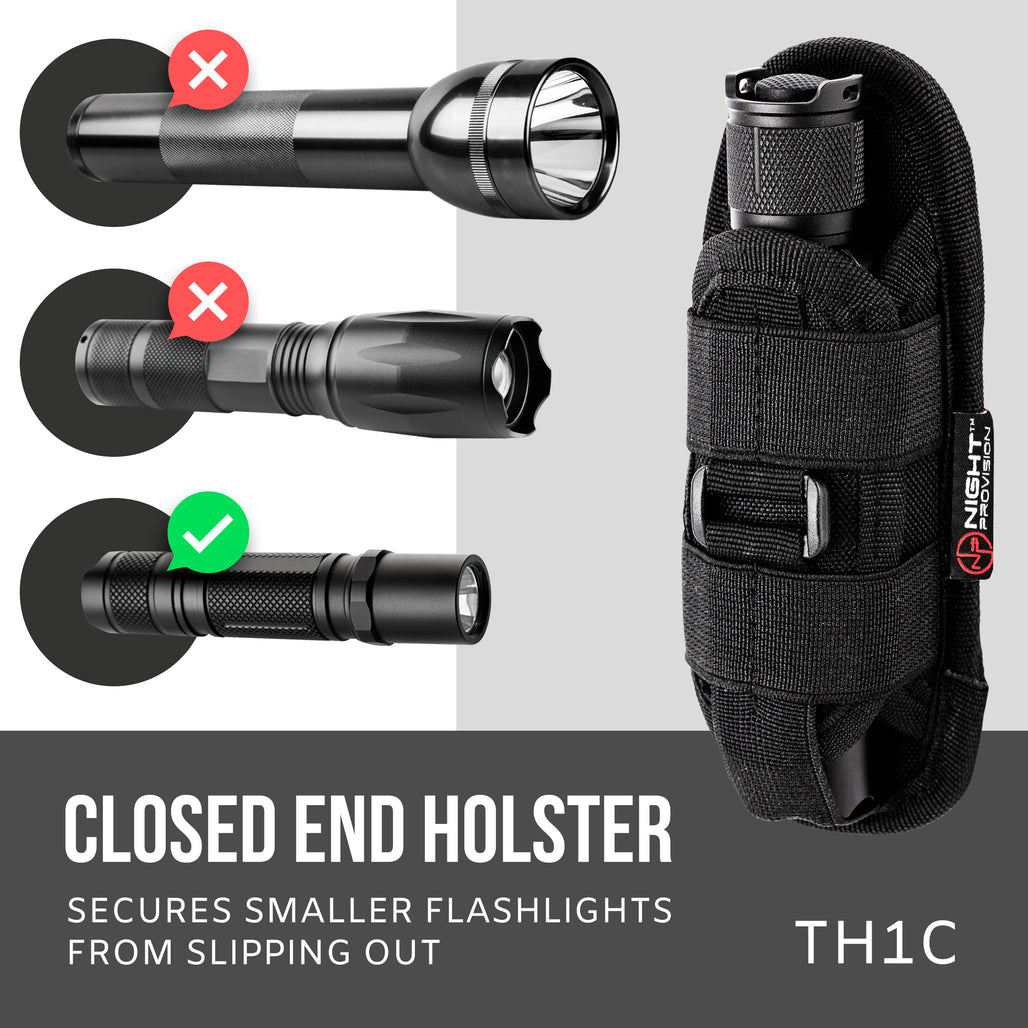TH1 TACTICAL FLASHLIGHT HOLSTER DUTY BELT POUCH STRETCHABLE ROTATABLE ...